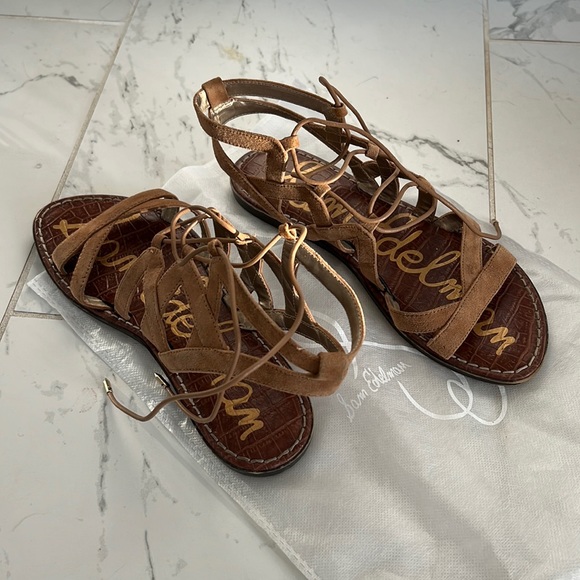 Sam Edelman | Shoes | Sam Edelman Tan Suede Sandals Laceup With Dustbag ...